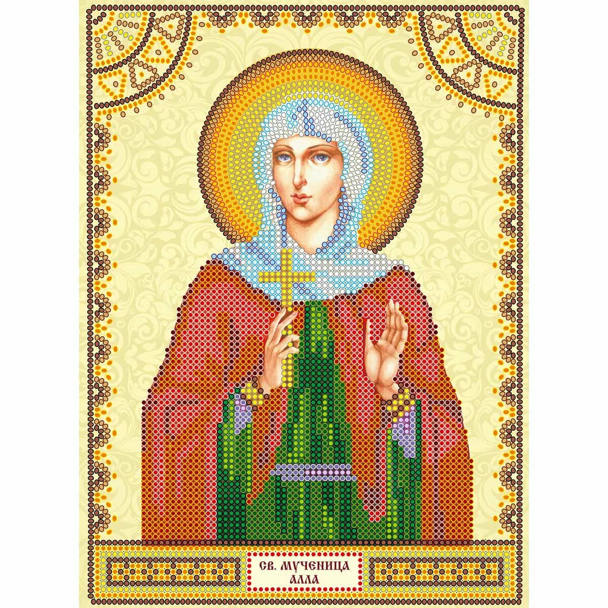 Схема для вышивки иконы бисером на художественном холсте 'Святая Алла', 17*23 см