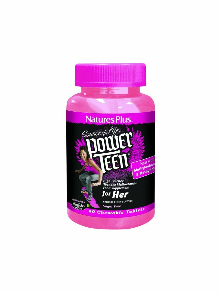 "Power Teen" - жевательные витамины для девочек-подростков от бренда Natures Plus