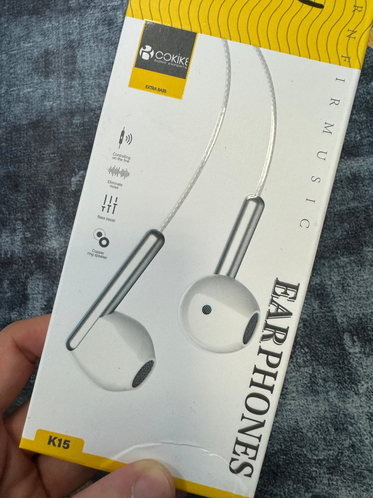 Проводные наушники капельки с микрофоном Cokike K15 (95 Дцб / 130см / 16 Ом) разъем 3.5мм для старых телефонов