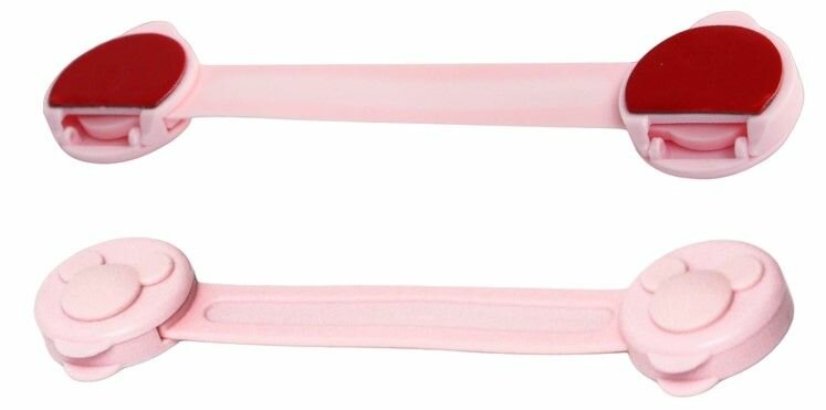 Блокиратор двери от детей гибкий, универсальный замок-фиксатор для шкафов и выдвижных ящиков, пластиковый ограничитель на мебель для безопасности малышей, набор 2 шт, цвет розовый