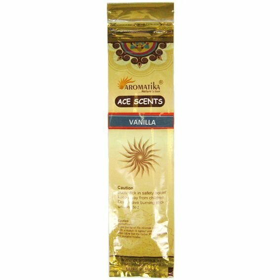 Ace Scents VANILLA Natural Masala Incense Sticks, Aromatika (ваниль натуральные ароматические палочки, Ароматика), 20 палочек.