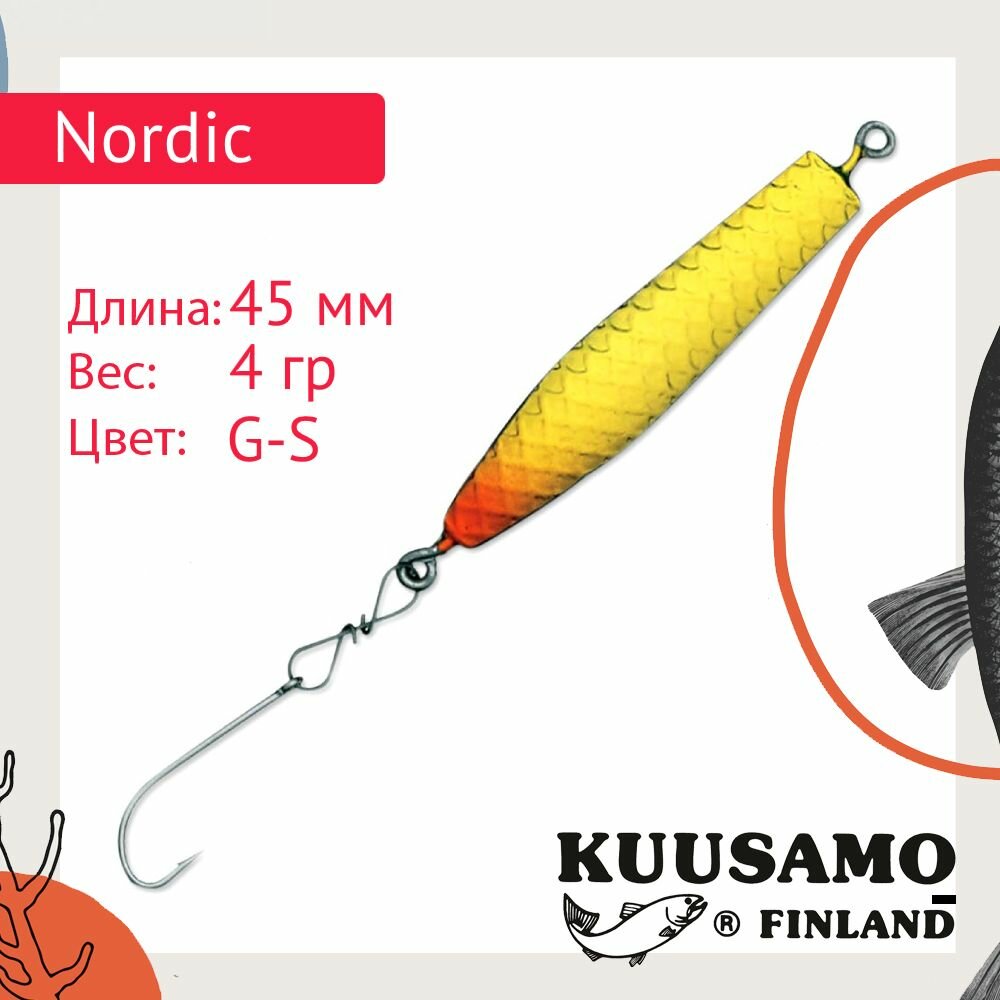 Блесна для рыбалки вертикальная зимняя Kuusamo Nordic 45мм G-S