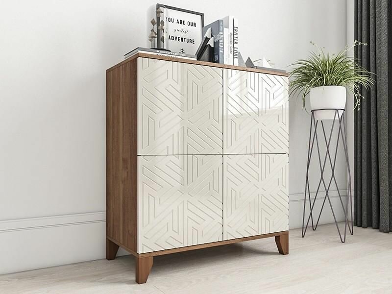 Комод для вещей "Сканди 5" 80х90х40, орех гварнери / жемчужный глянец