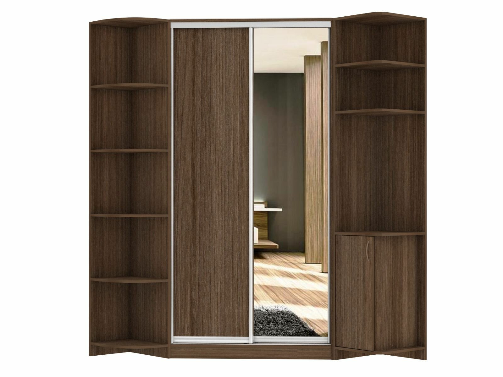 Шкаф угловой для одежды "Наполеон 3.3" 140/150х220х45, ясень шимо темный