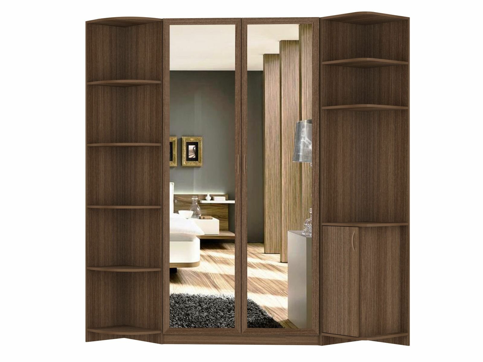 Шкаф угловой для одежды "Наполеон 13.3" 140/150х220х45, ясень шимо темный