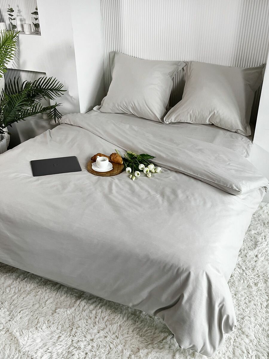 Комплект постельного белья Классика, серебристая береза, Семейный, наволочки 50х70, лен 50%, хлопок 50%