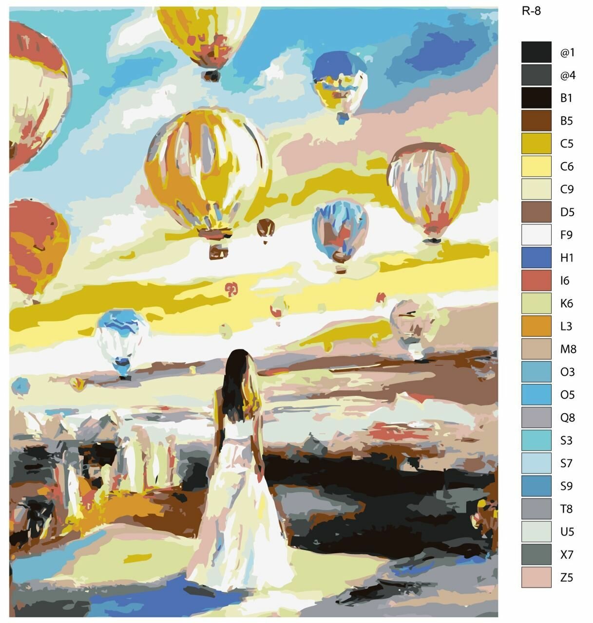 Картина по номерам R-8 "Каппадокия. Девушка смотрит на воздушные шары" 40x50 см