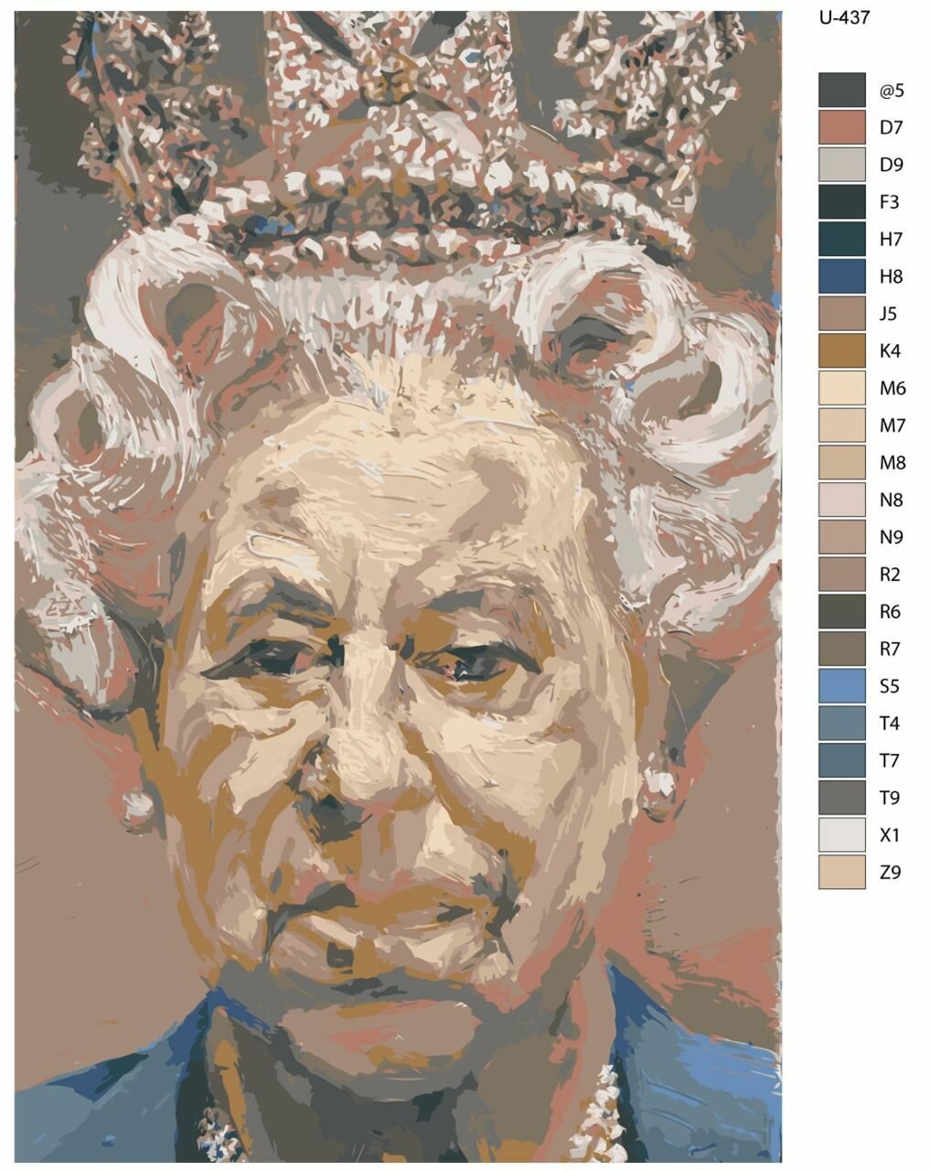 Картина по номерам U-437 "Художник Люсьен Фрейд. Репродукция картины - Ее Величество Королева Елизавета II" 60x90 см