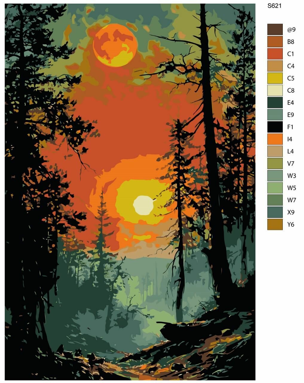 Картина по номерам S621 "Пейзаж арт. Оранжевый закат" 40x60 см