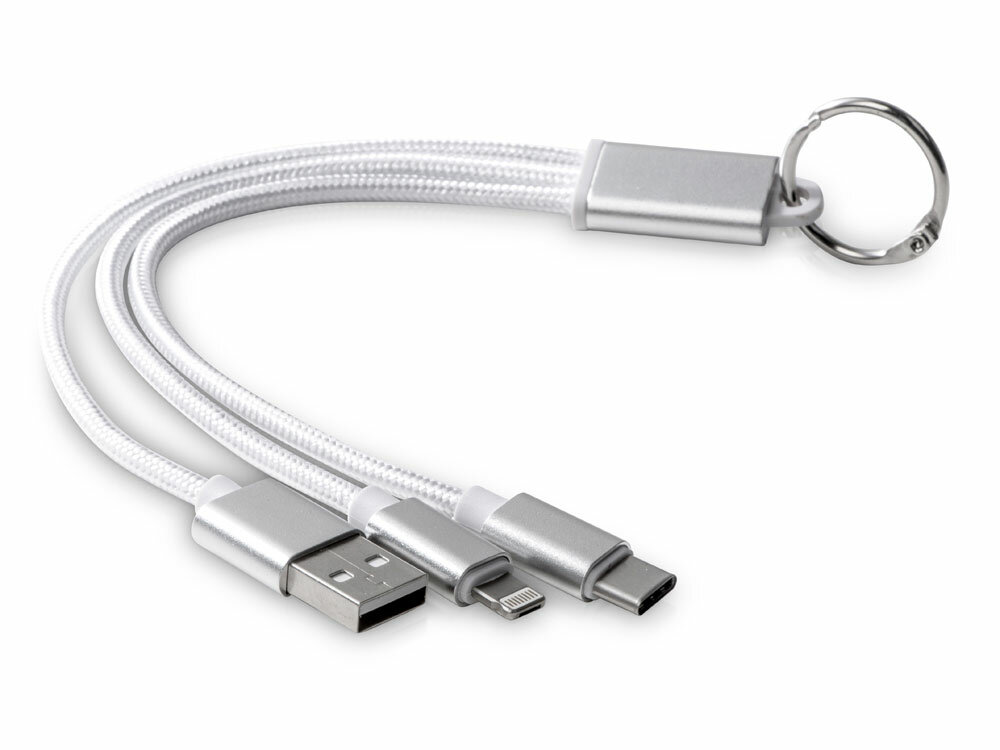 Кабель для зарядки 3-в-1 «Tres» Oasis, USB type A, USB type С, серый