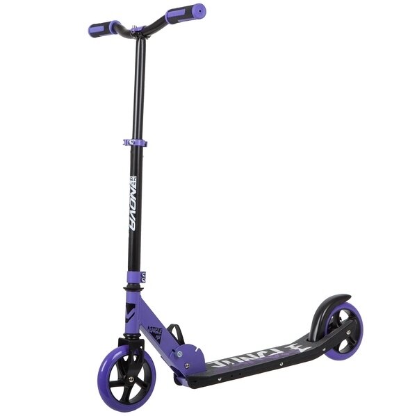 Самокат для детей NOVATRACK JUNGLE PRO сталь+пластик, складной, эргономичный Y-руль с нескладными рукоятями, ватер стикер, колеса PU 145*145мм, фиолетовый