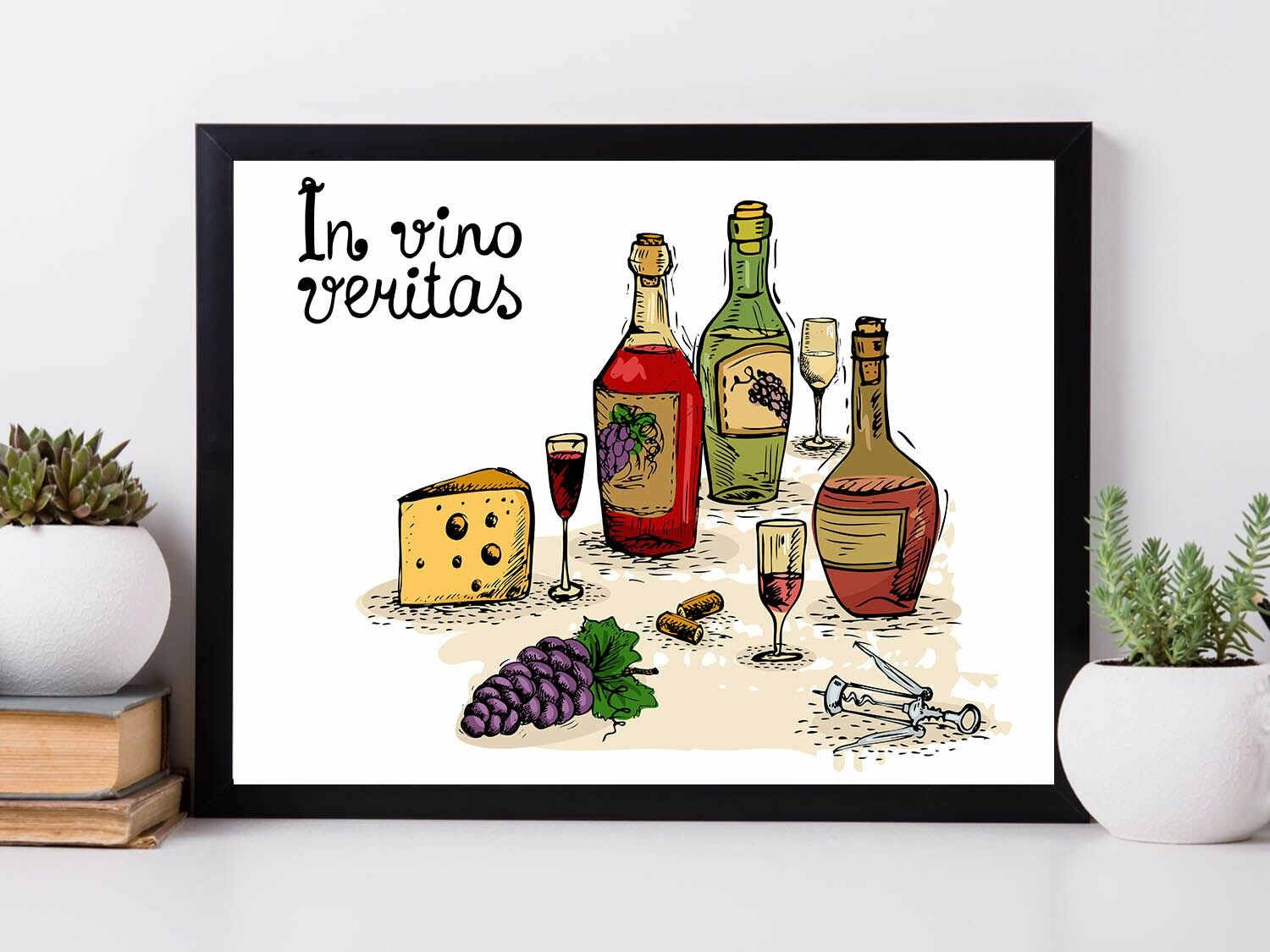 Постер "Правда в Вине" Винтажный стиль для кухни, размер A2 / Ретро плакат "in vino veritas" для интерьера гостиной
