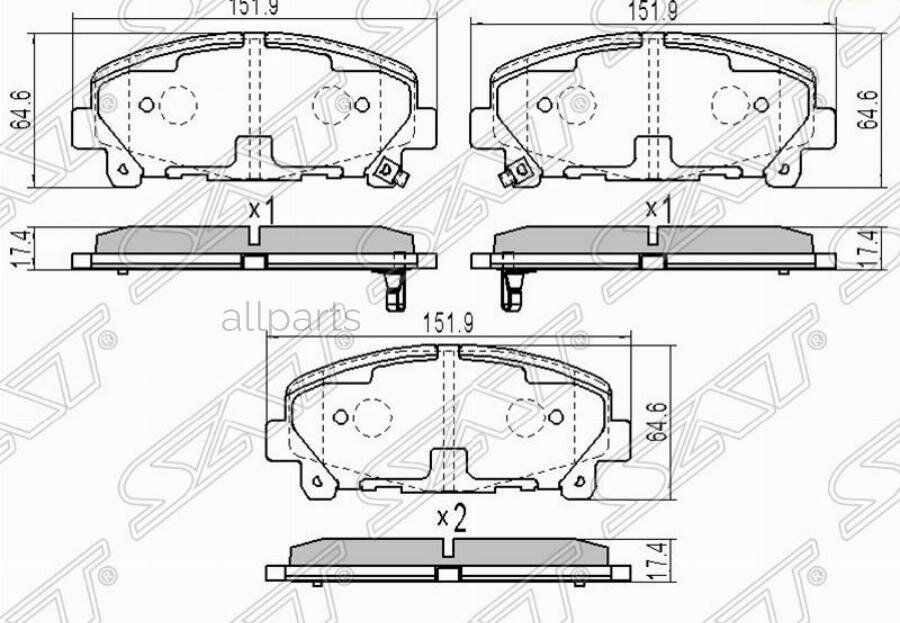SAT ST-45022-TL0-G51 Колодки тормозные (Спереди) Honda Accord 08-13 / Acura TLX 14-16