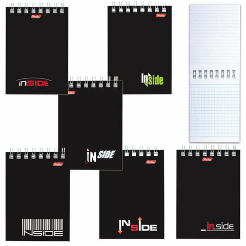 Блокнот малый формат (75х105 мм) А7, 40 л, гребень, картон, клетка, HATBER, "INSIDE Стиль", 0Б7C1гр, ВО1189