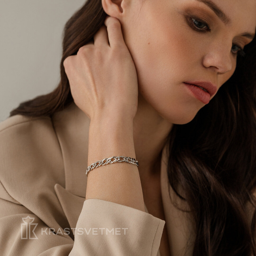Браслет-цепочка, серебро, 925 проба, родирование
