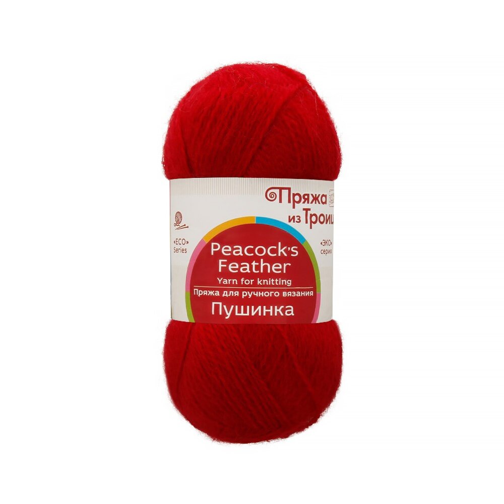 Пряжа для вязания Пряжа из Троицка пушинка, шерсть, козий пух, 10х50 г, 225 м, красный (ТРО. Пушинка.0006)