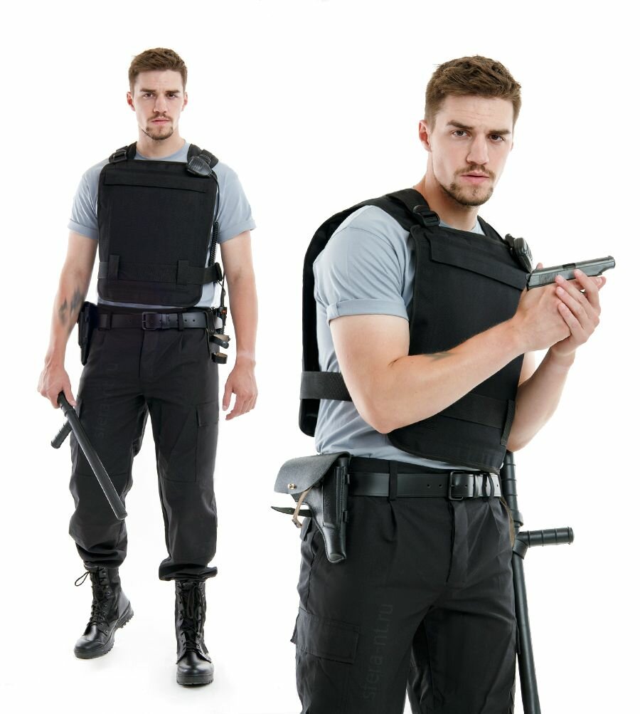 Бронежилет Бр-2 класса для охранных организаций (Плитник, "Сфера Бр-2", черный.)