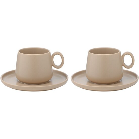 Набор из двух чайных пар Tkano бежевого цвета из коллекции Essential, 250 мл.