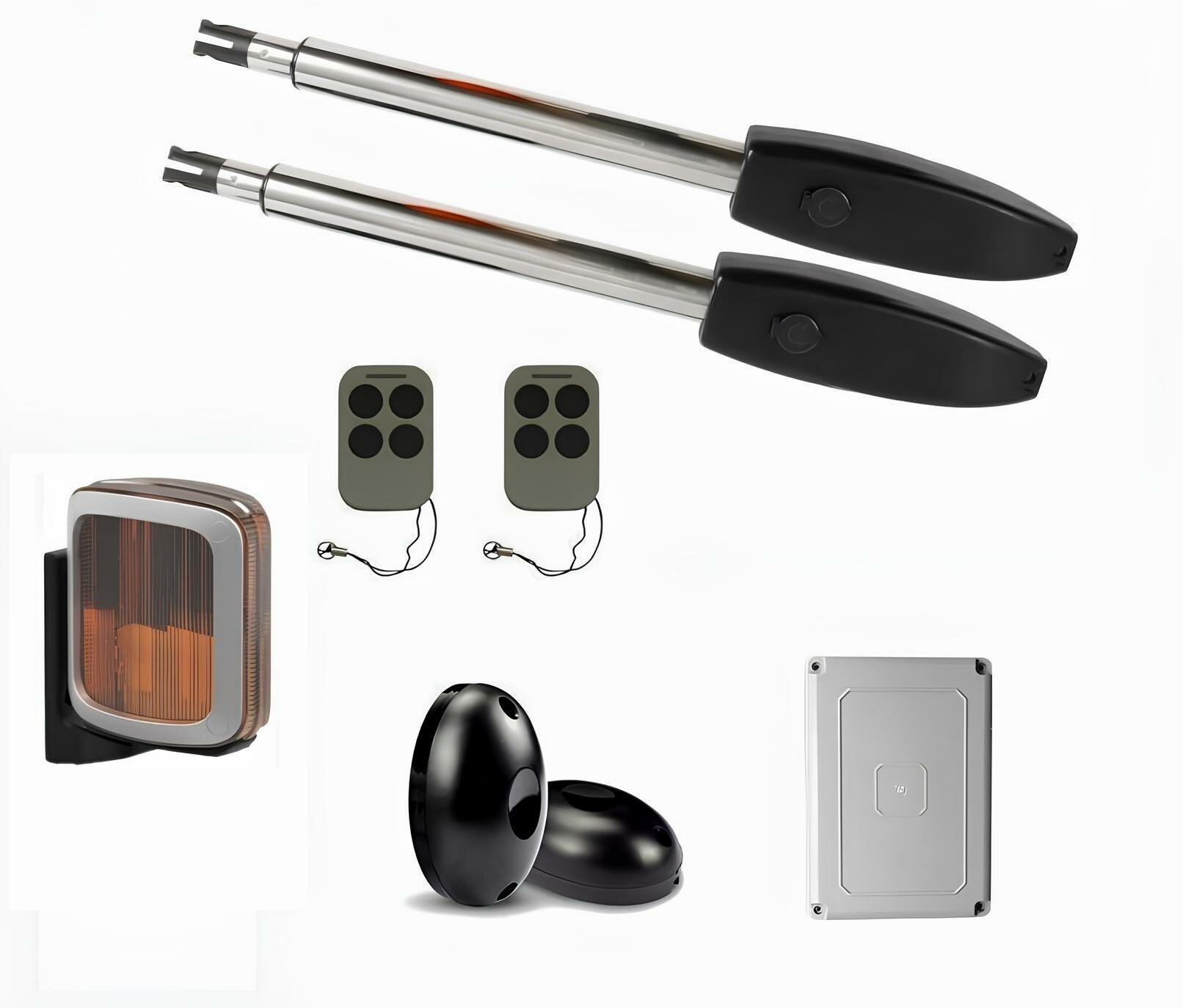 Автоматика для распашных ворот KSW-2500 FULL-2K, комплект: 2 привода, блок управления, 2 пульта, фотоэлементы, лампа