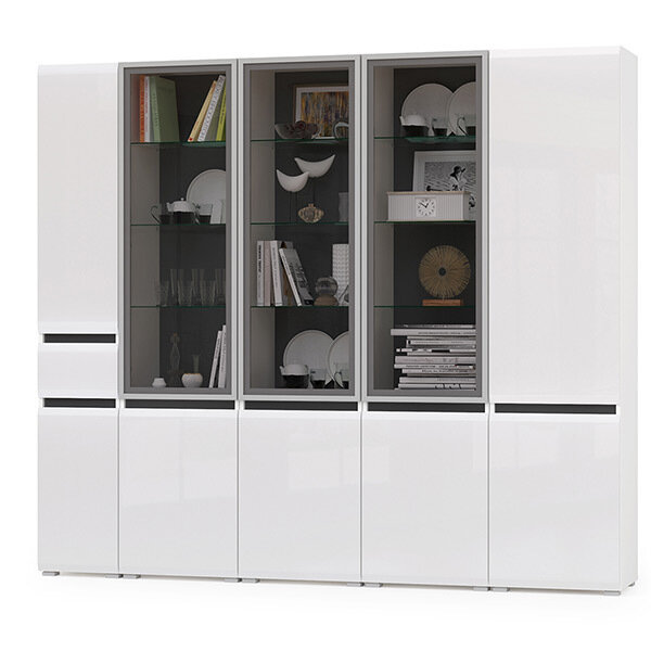 Сидней Комплектация № 20, цвет корпус: белый/чёрный/фасады: МДФ белый глянец