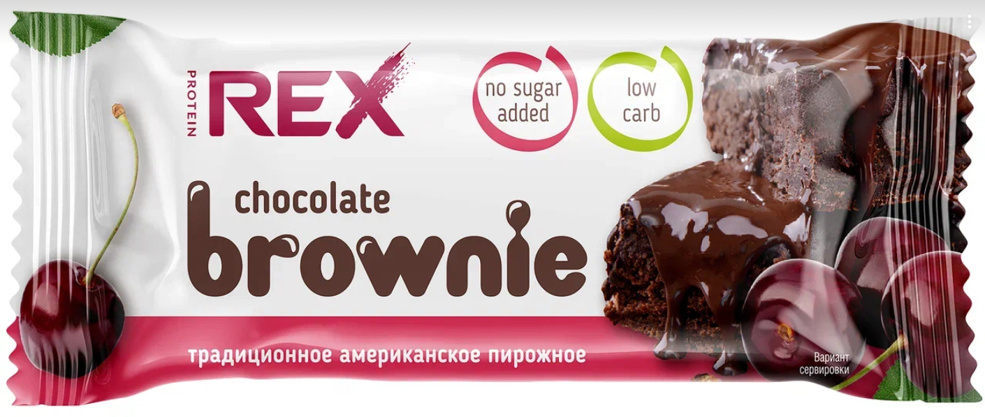 Пирожное Proteinrex Брауни протеиновое Вишневое, 50 гр