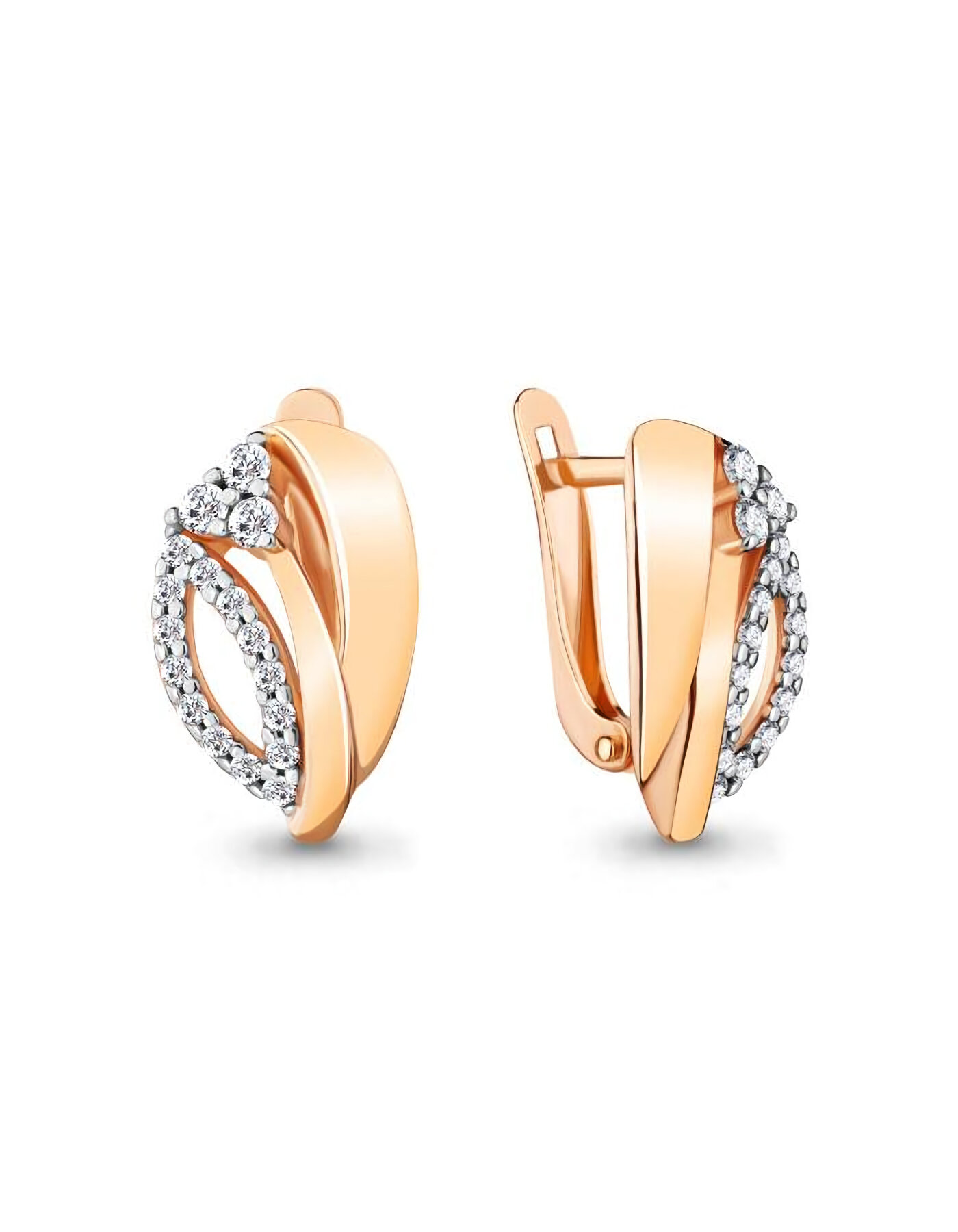 Серьги серебро, 925 проба, золочение, фианит