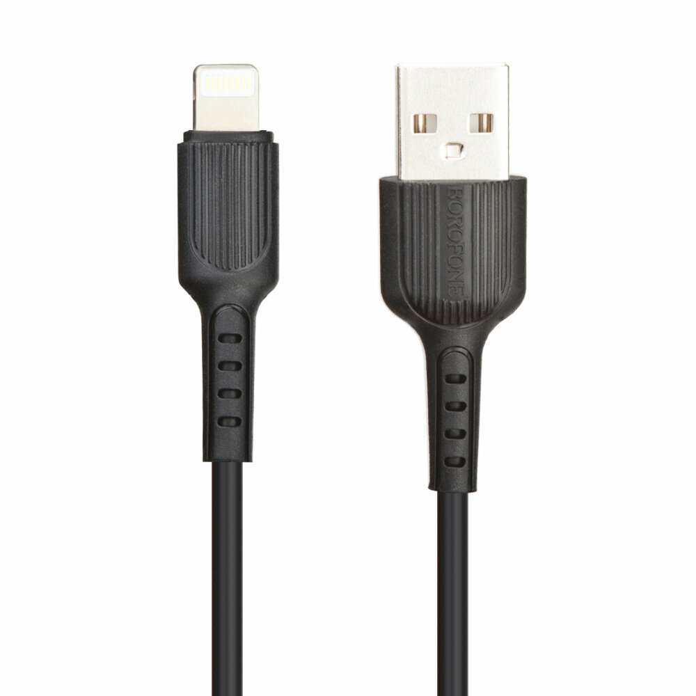 USB кабель BOROFONE BX16 Easy Lightning 8-pin, 2.4А, 1м, PVC (черный)