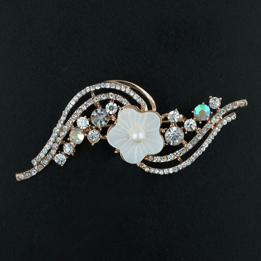 Брошь, стразы, перламутр