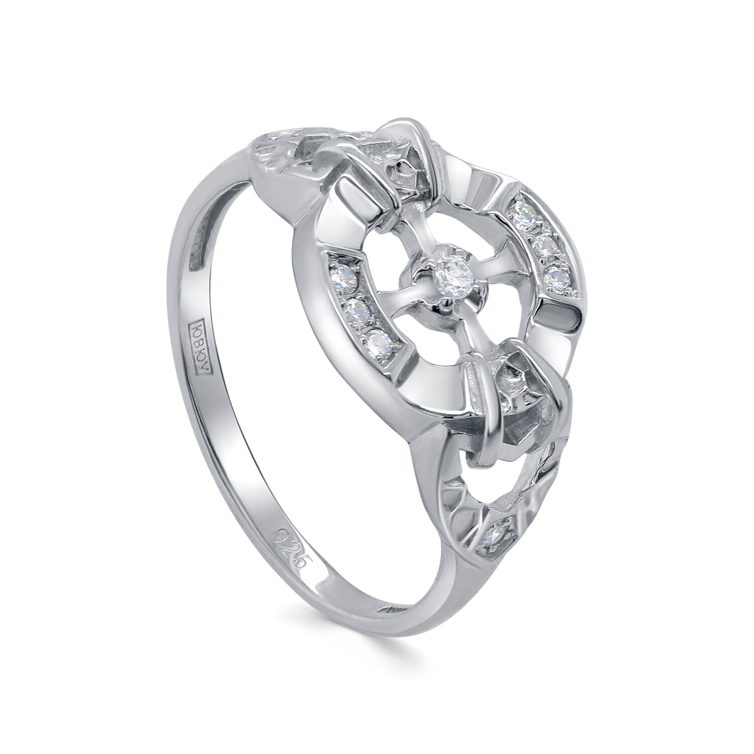 Кольцо, серебро, 925 проба, фианит