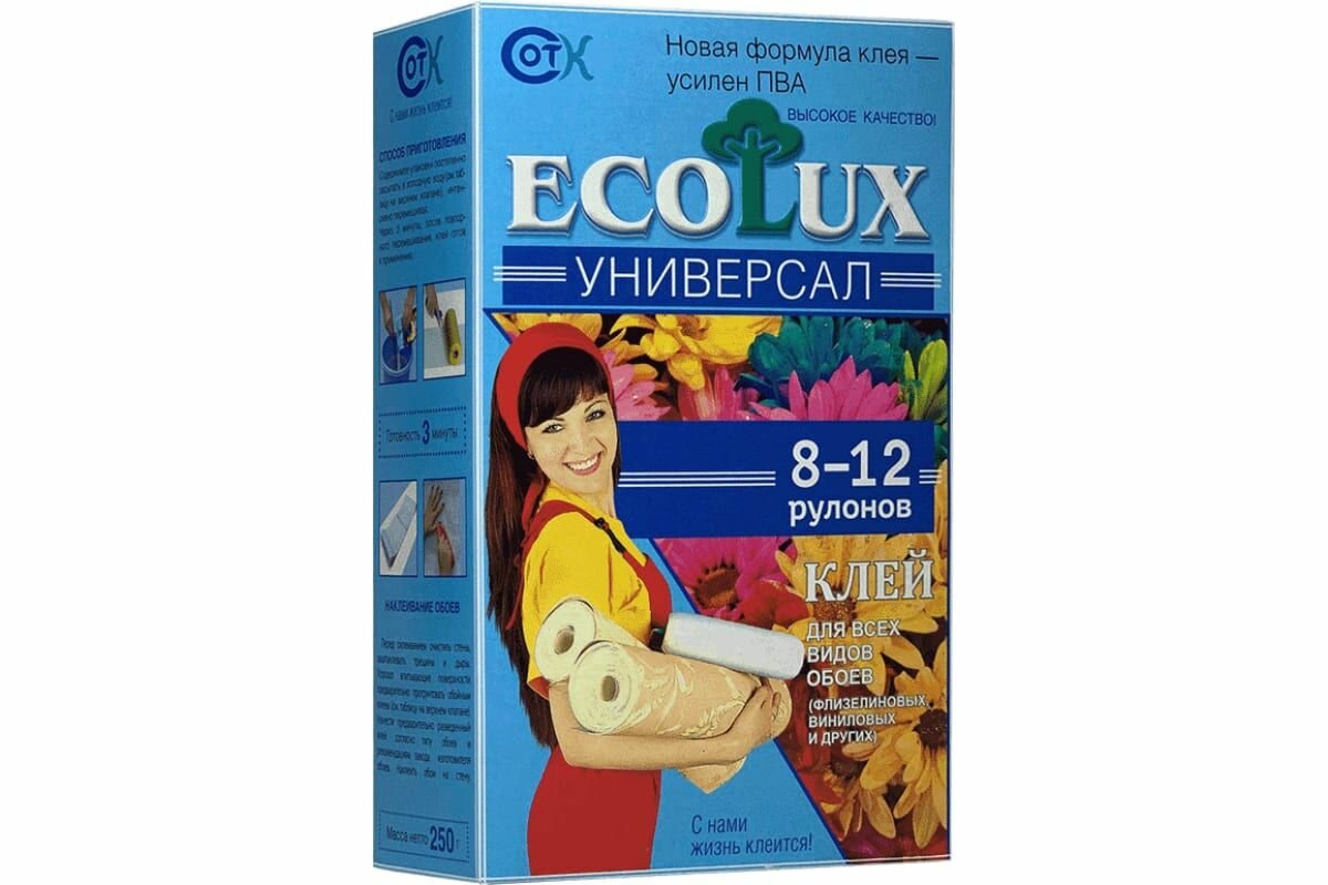 Клей для обоев ECOLUX Универсал 250 г 4607133680275