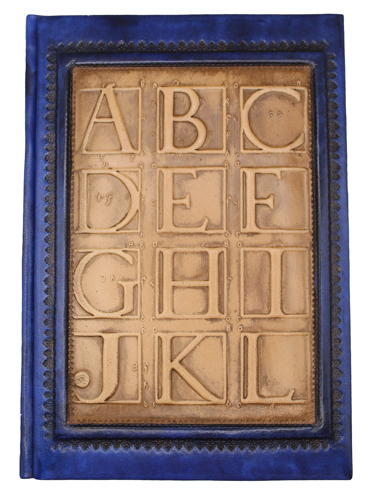 Ежедневник ручной работы из натуральной кожи "ABC" 15х22 см. Синий. Сменный блок страниц.