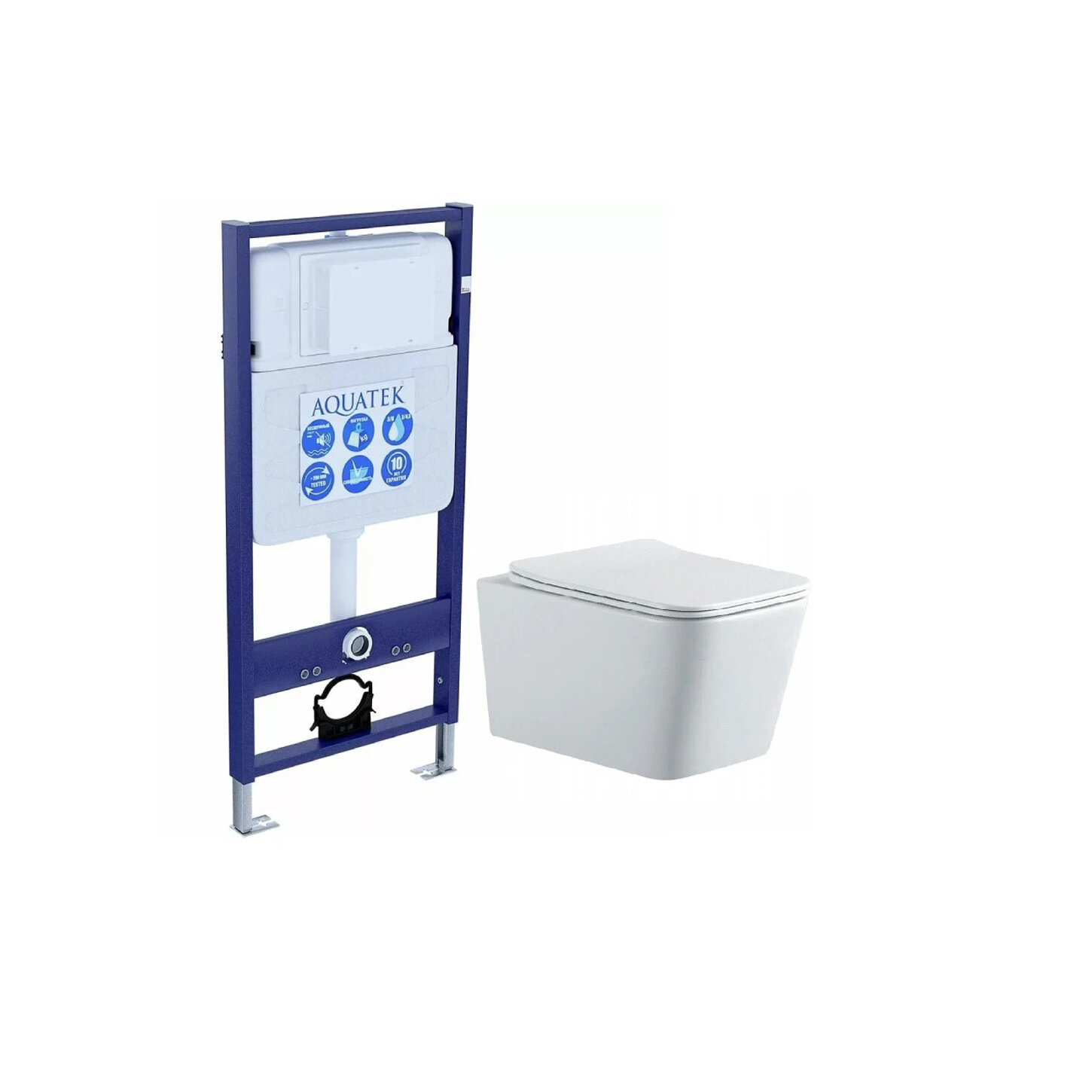 Комплект унитаз подвесной Aquatek Либра New SET AQUATEK либра N cm с инсталляцией и сиденьем микролифт