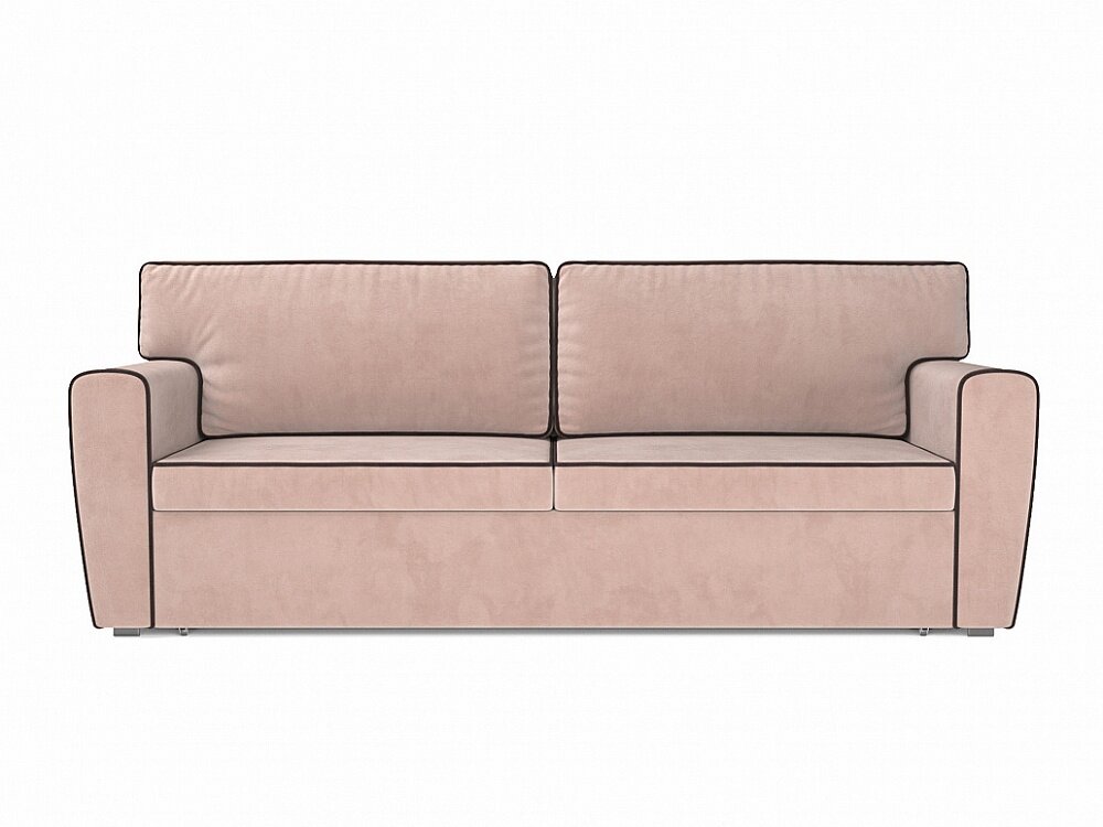 Прямой диван Оскар Эконом Бежевый с кантом Микровельвет, еврокнижка, 237х105х91 см, с ящиком для белья