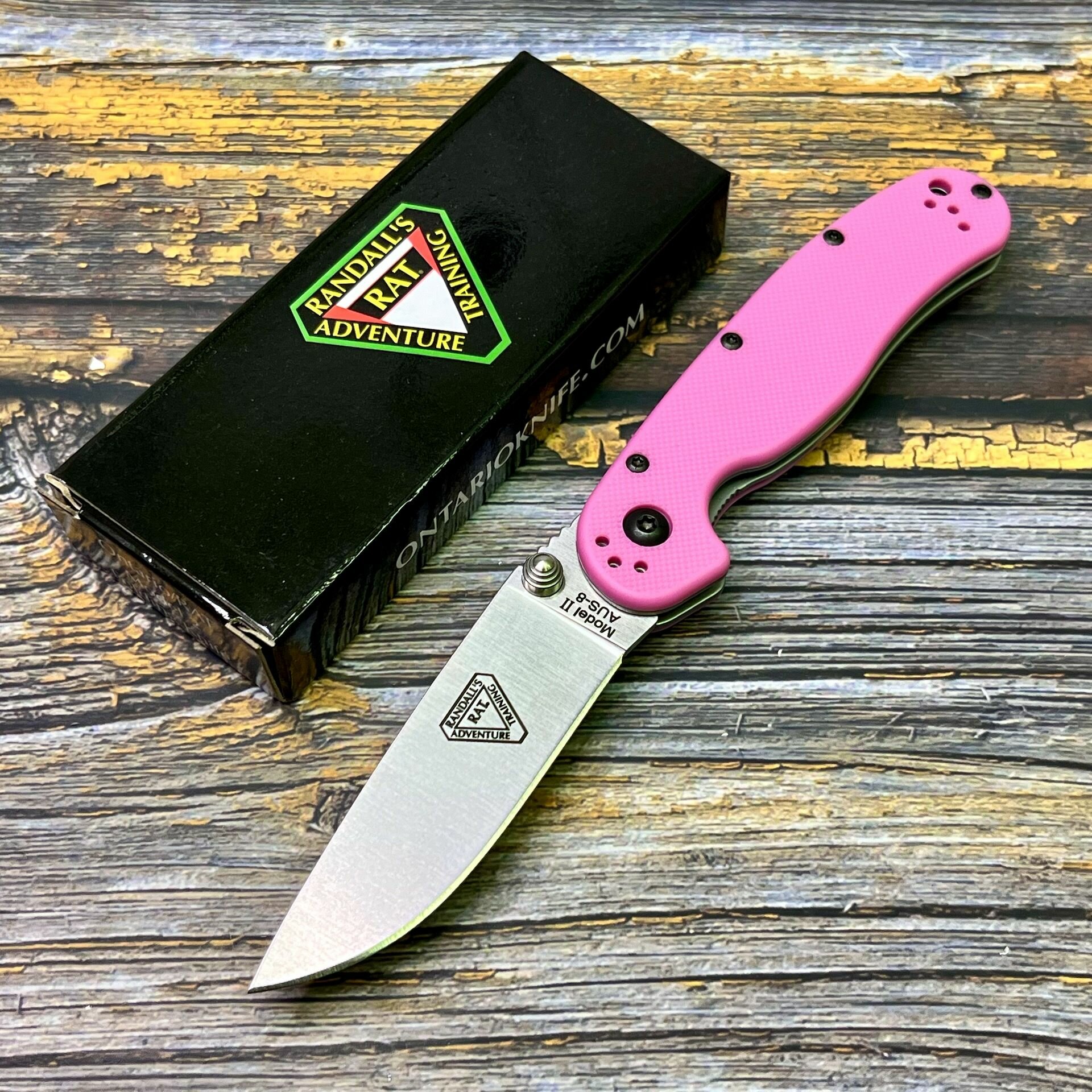 Нож складной Ontario ON8862 Rat II Folder, Pink Handle