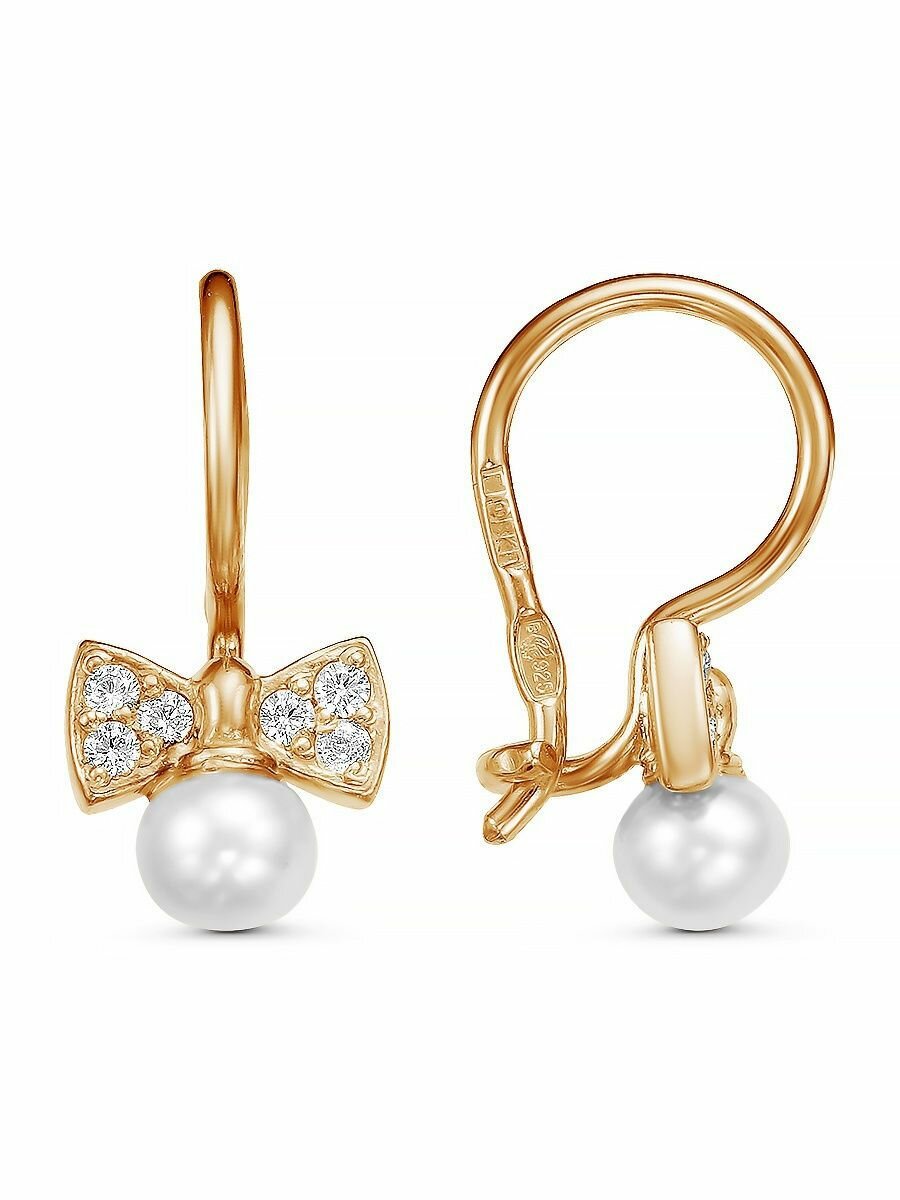 Серьги, серебро, 925 проба, фианит, жемчуг культивированный