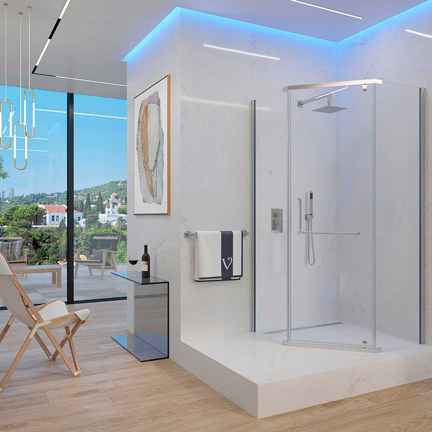 Душевой уголок Veconi Rovigo RV36-80-01-C5 80х195 см профиль хром, стекло прозрачное