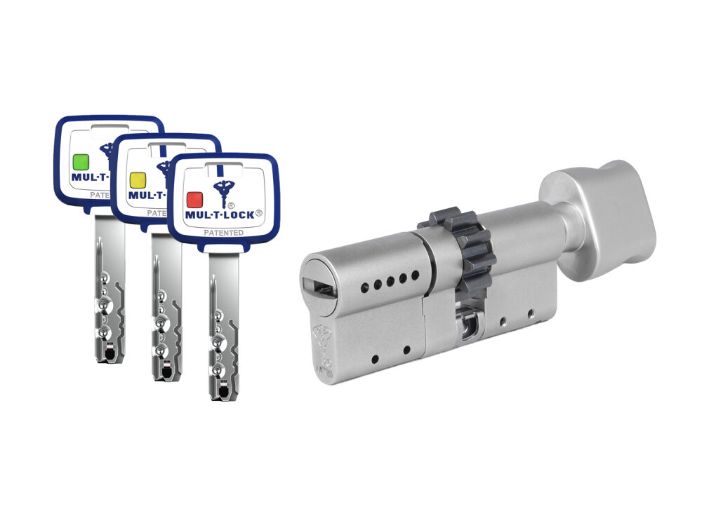 Цилиндр Mul-t-Lock MTL800 Светофор ключ-вертушка 76мм (размер 31х45В мм) - Никель, Шестеренка