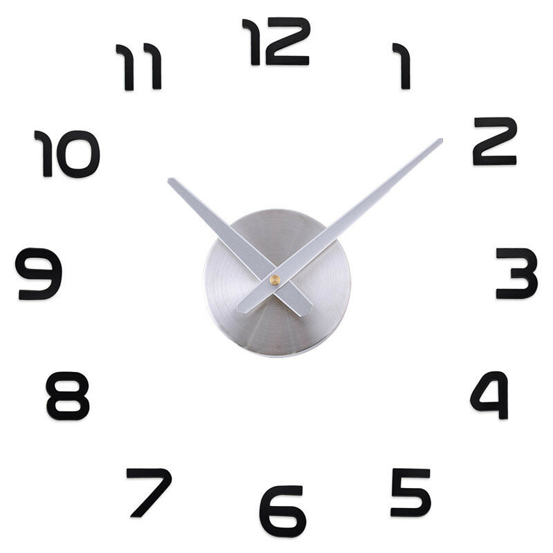 Настенные часы diyclock, акриловые, черные цифры, серебряные стрелки, 50-70 см