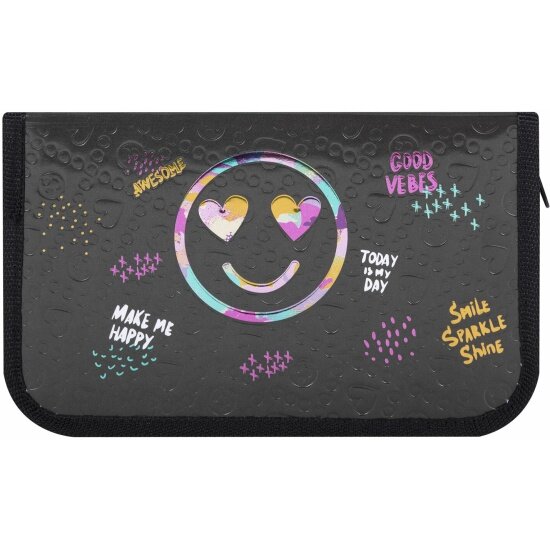 Пенал Юнландия 271508 Smiley 1 отделение, металлизированный картон, конгрев, 19х11 см