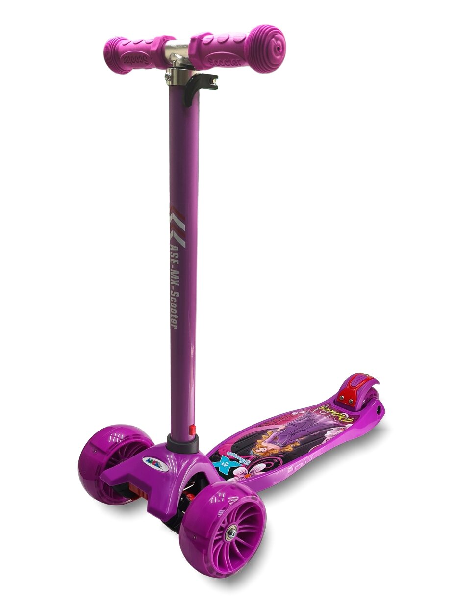 Самокат трехколесный ASE MX SCOOTER PRINT 2 фиолетовый