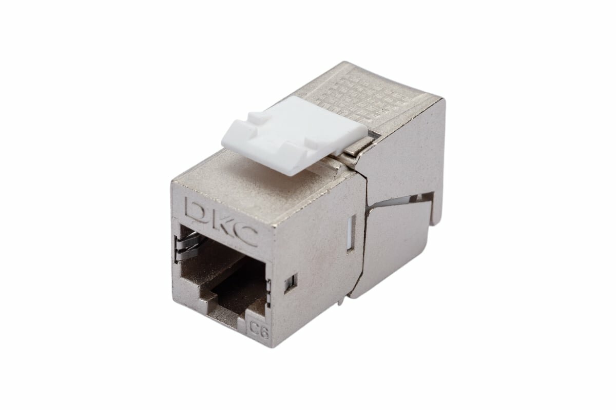 DKC Модуль keystone rj45 cat6 экранированный(stp), 90 градусов, серебристый(форм-фактор s19) RNK6F90TL