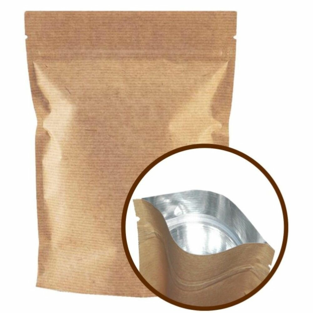 Пакет бумажный металлизированный "Zip-Lock" без окна 160х40х250мм крафт уп/10шт