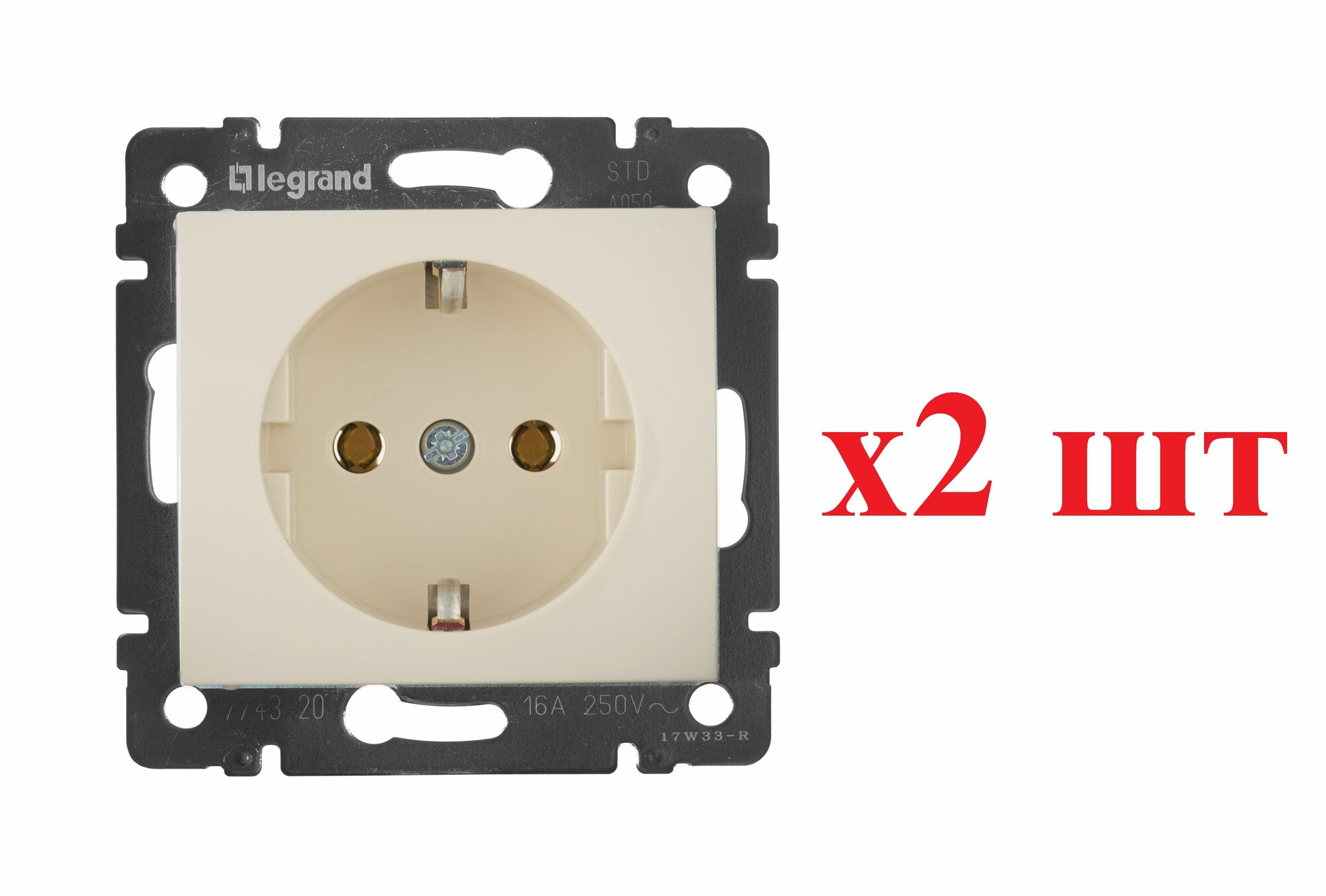 Розетка 1-м СП Valena 16А IP20 с заземл. на винтах механизм сл. кость Leg 774320 2 штуки