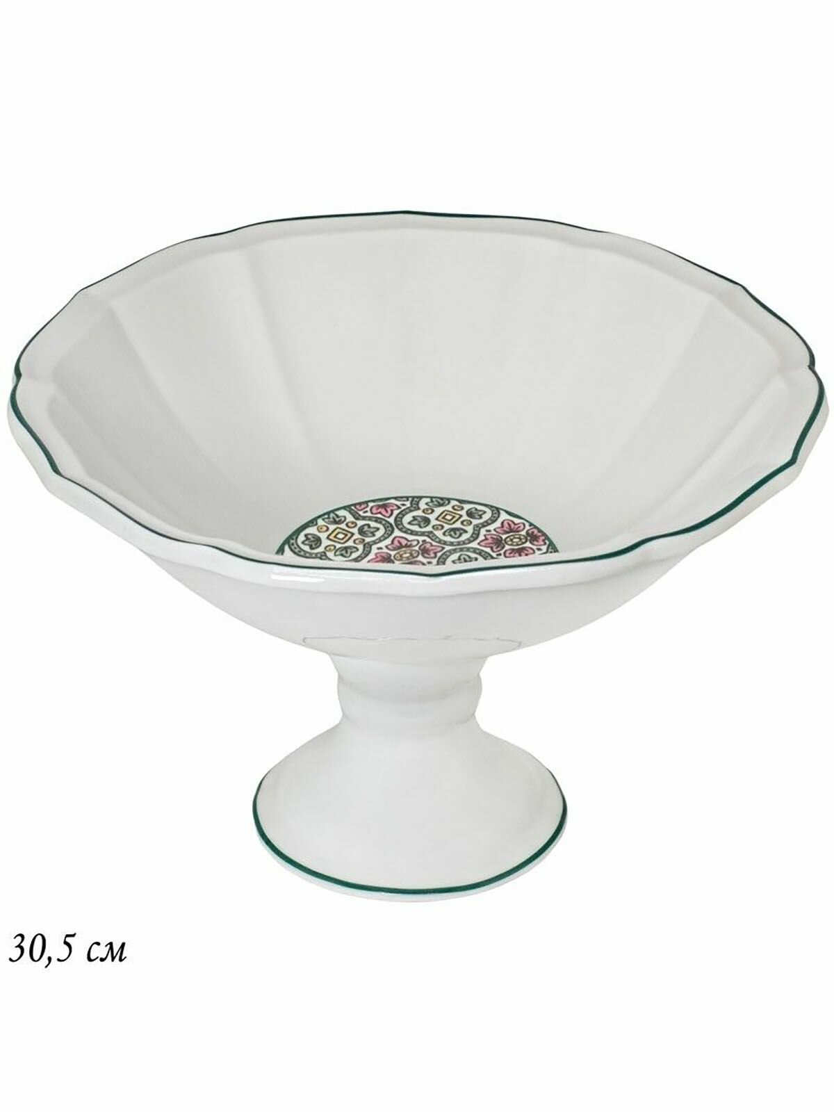 Фруктовница на ножке Lenardi Дария, фарфоровая, 30,5 см