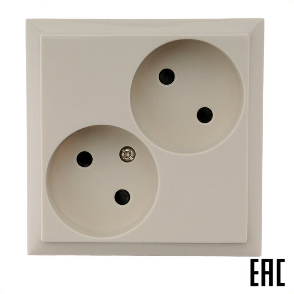 Розетка LK60 863601-1 двойная со шторками бежевая Экопласт (2 шт. в комплекте)