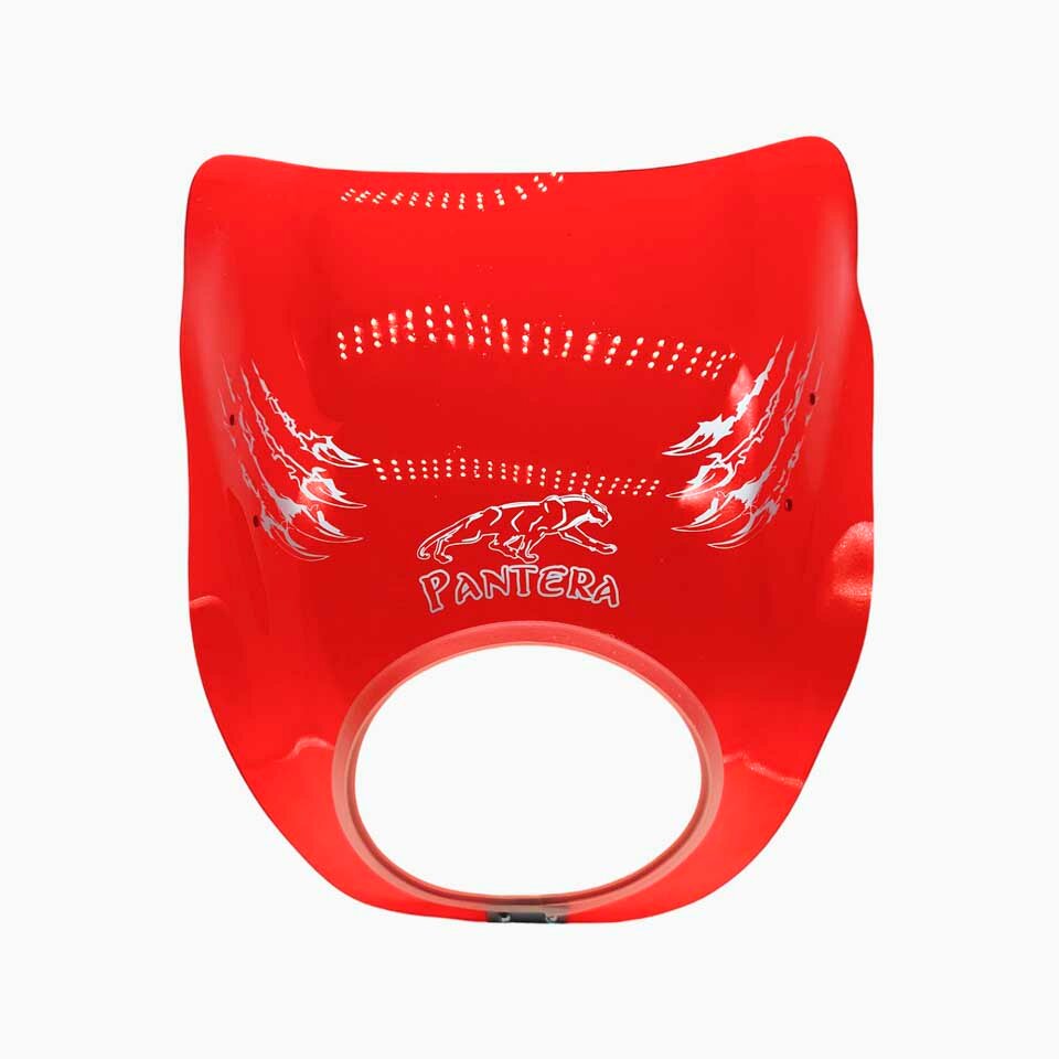 Щиток ветровой Pantera красный, оргстекло, круглая фара (универсальный) на мотоцикл, мопед
