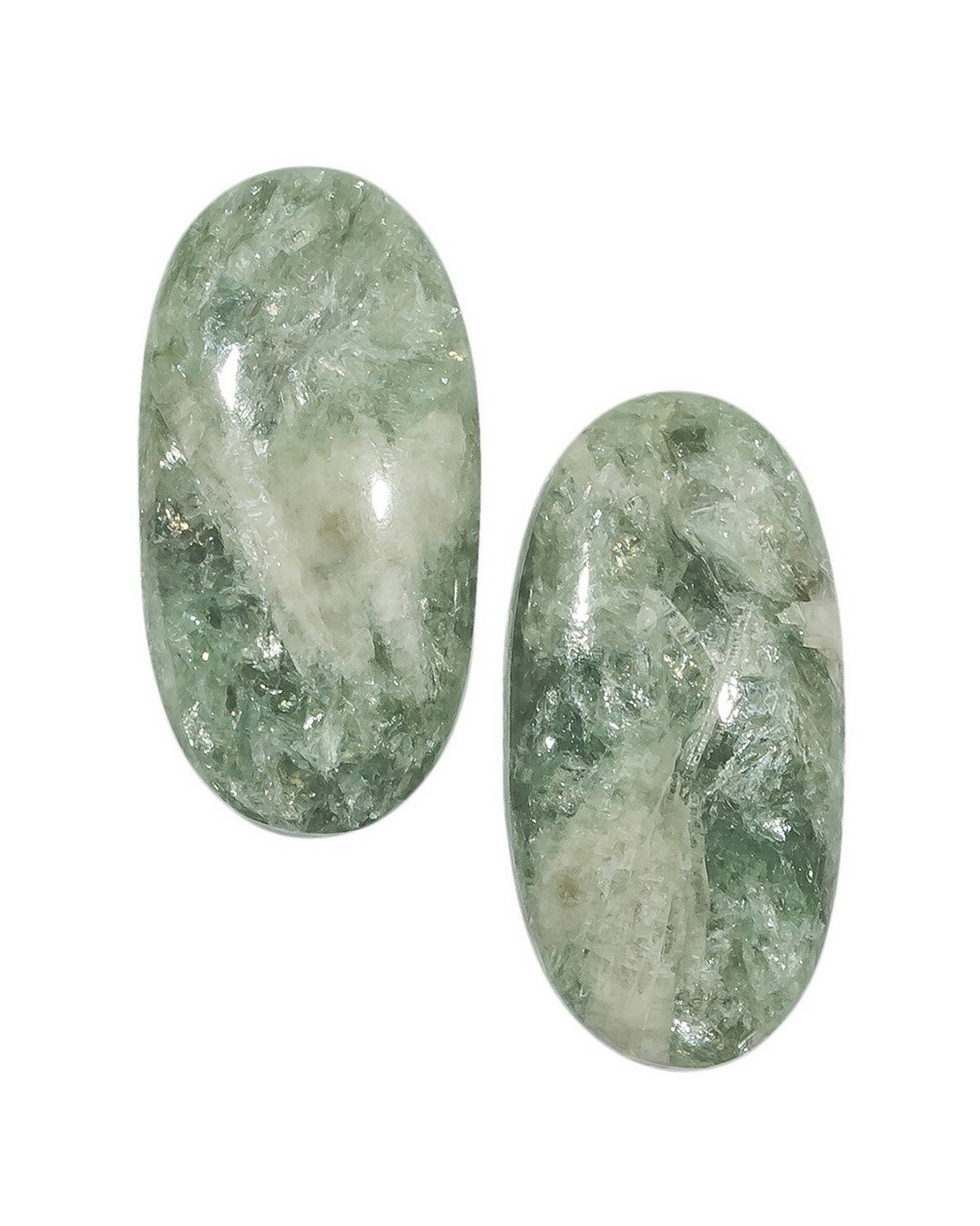 Парагонит (пара), кабошоны из минерала, размер: 31х16х5 мм, натуральный камень.