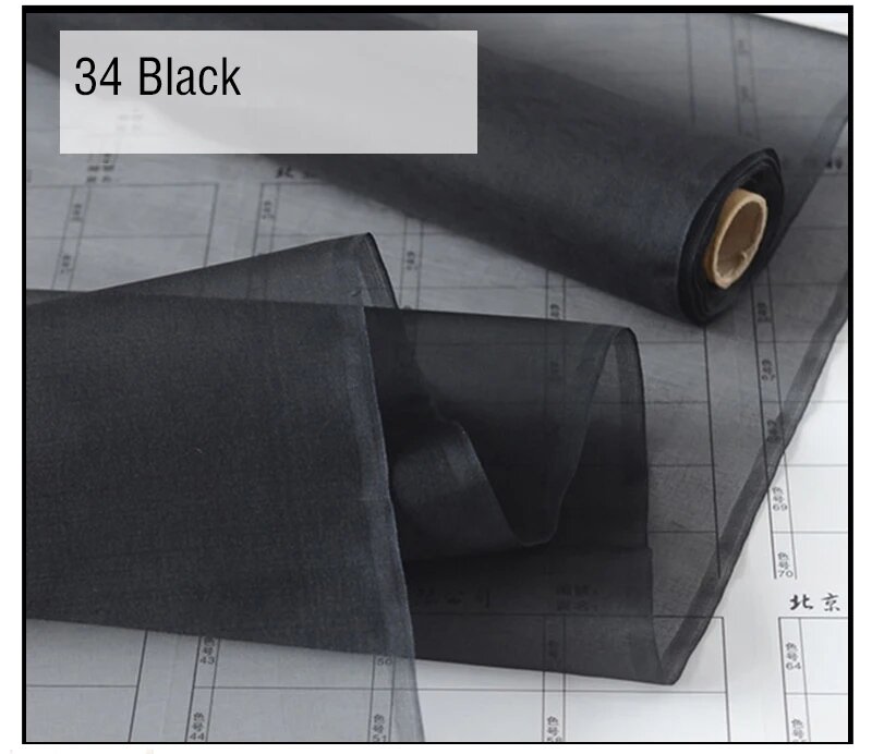 Шелковая органза, 100% шелк, 44 дюйма Черный, 34 Black