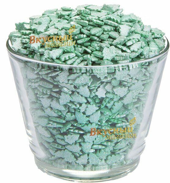 Декор Елки зеленые перламутровые, 100 гр. (Набор из 7 шт.)