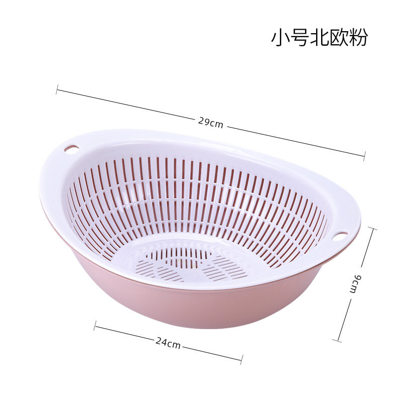 Простая двухслойная дренажная корзина, пластиковая кухонная утварь, многофункциональная, устойчивая к разрушению, сито для мытья овощей, дренажная емкость для фруктов и овощей, встряхивание воды